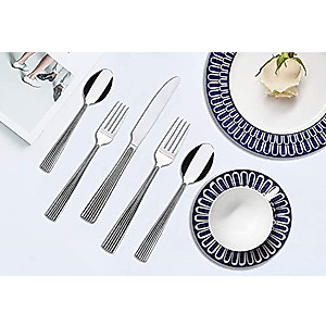KOOMADE EMPIRE 40-Piece Silverware Set for 8, Mirror Polished Stainless Steel Flatware (Dinner, Salad Forks, Knives, Spoons, Teaspoons) Dishwasher Safe