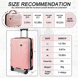 2 Piece Carry On Luggage Sets, PC+ABS Hardside Suitcases with Spinner Wheels and TSA Lock for Travel.(14/20)