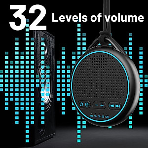 Fourair White Noise Sound Machine with 25 Soothing Sounds Portable Lanyard for Travel Powered by USB or Battery 32 Volume Levels 5 Timers and Memory Function for Baby Kids Adults Sleeping