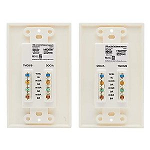 Tripp Lite HDMI over Dual Cat5/Cat6 Extender Wall Plate Kit with Transmitter and Receiver, TAA, 3 Year Warranty (P167-000),Multicolor