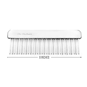 Chris Christensen 011 6 in. NTS Staggered Tooth Butter Comb, Groom Like a Professional, Rounded Corners Prevent Friction and Breakage, Solid Brass Spin with Steel Teeth, Chrome Finish.