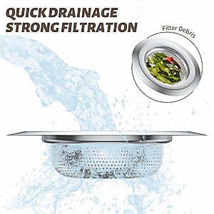 Sink Drain Strainer, Stainless Steel Mesh Sink Strainer, Anti-rust Kitchen Sink Strainer Food Catcher for Garbage Disposal with Large Wide Rim 4.4" Diameter, Pack of 4 (4)