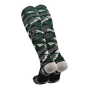 TCK Sports Elite Performance Over The Calf Camo Socks (Dark Green Camo, Small)