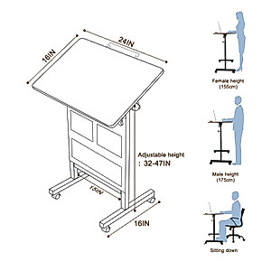KOUPA Adjustable Height Standing Desk, Writable Tempered Glass Desktop with Eraser, 360° Flip, Wheels and Bag– Ideal for Small Spaces and Home Offices, 24 in, White(Adjustable Height: 32-47 in)