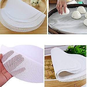 Hcooker 5PCS Silicone Steamer Liners Mesh Non-stick Mat Round Shape Steamed Dumplings Pastry Dim Sum