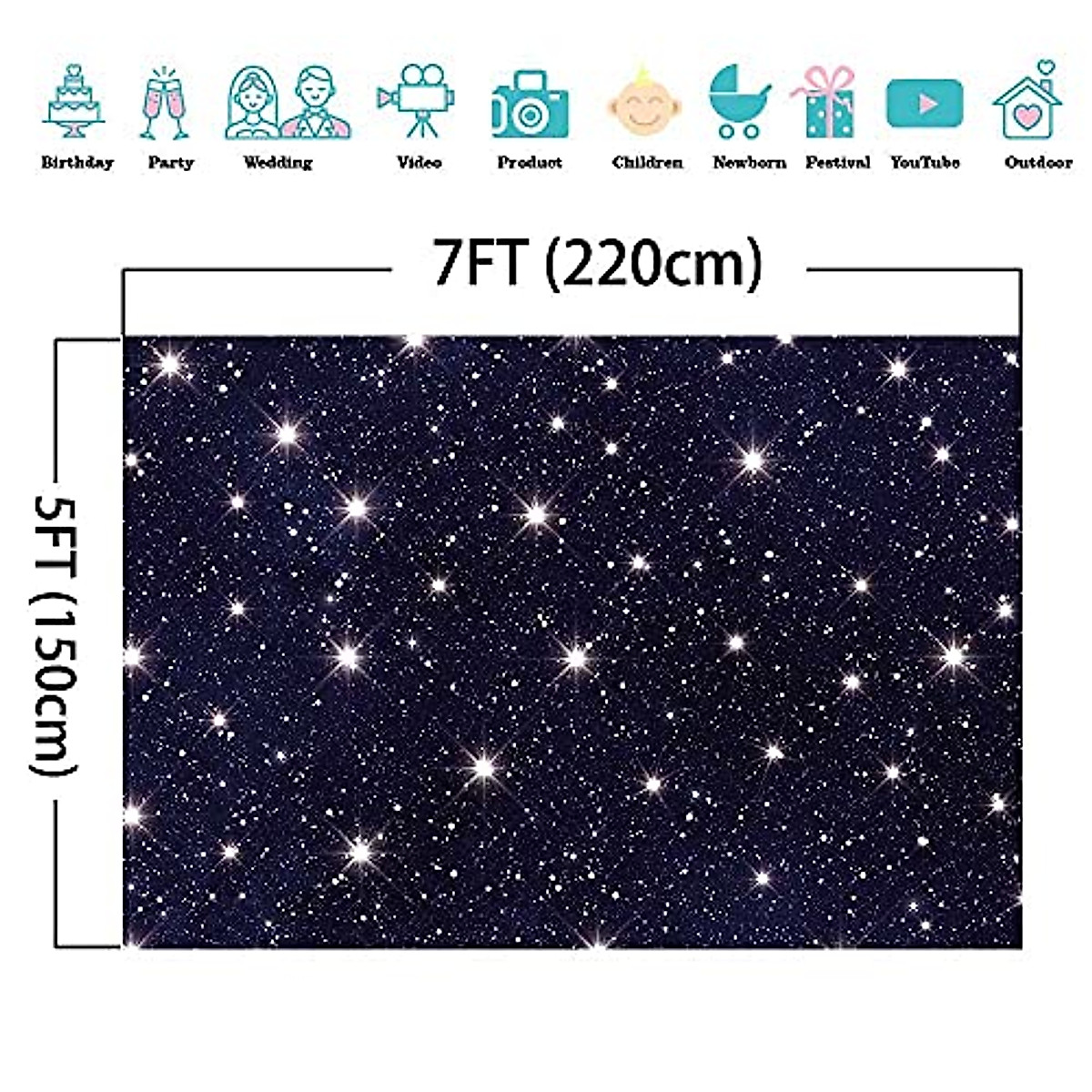 Yongqian Night Sky Star Backdrops Universe Space Theme Starry Photography Backdrop Galaxy Stars Children Boy 1st Birthday Party Photo Background Newborn Baby Shower Banner Studio Booth Vinyl 7x5ft