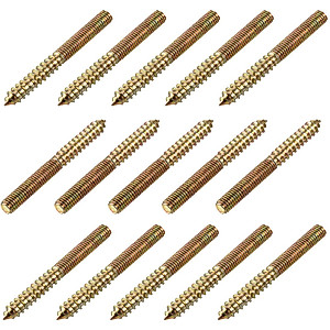 uxcell M8 Hanger Bolts Length 3"(75mm) Double Headed Bolts Self-Tapping Screw 8mm Wood Joint Furniture Legs 15pcs