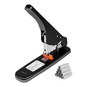 Amazon Basics Effortless Heavy Duty Stapler, 210 Sheet High Capacity, Large Office Stapler with 1000 Staples, Black