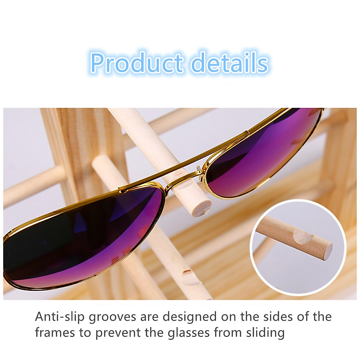 TANG SONG 1 PCS Solid Wood Glass Display Holder Sunglass Display Holder Wood Glass Display Rack Double Linen Glass Showcase (Double Row 12 Pairs)