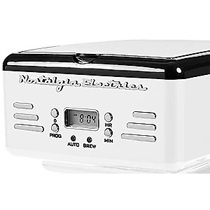 Nostalgia Retro 12-Cup Programmable Coffee Maker With LED Display, Automatic Shut-Off & Keep Warm, Pause-And-Serve Function, White