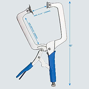 DRAGONITE Heavy Duty C Clamp, Vise Grip Locking Pliers With Swivel Pads, 18 Inch Face Clamp for Woodworking, Welding and Pocket Hole Joinery, 2 Piece