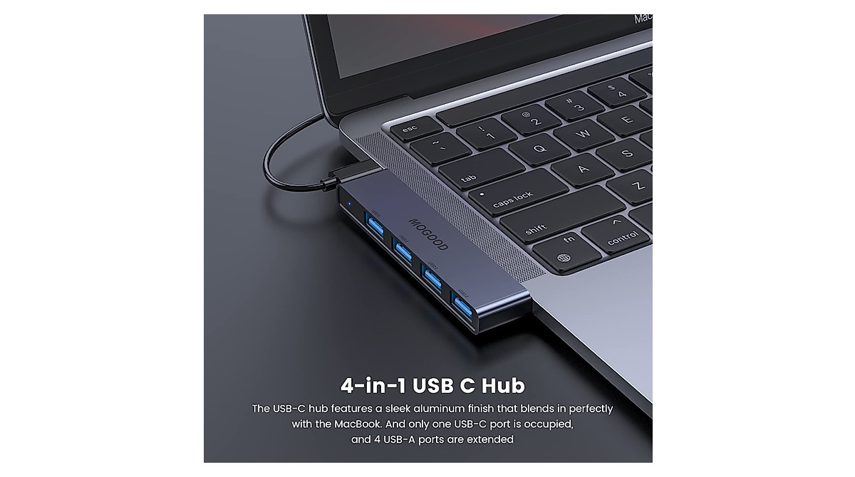 MOGOOD USB C Hub 4 Ports - Fast & Portable USB Adapter