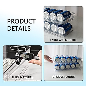 Soda Can Organizers for Refrigerator, 2-layer Automatic Rolling Beverage Storage Organizer for Freezer, Countertop, Cabinets & Pantry, Can Holder Dispenser Holds Up To 10 Cans (12oz) BPA Free, Clear