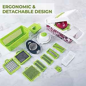 MAIPOR Vegetable Chopper - Onion chopper - Multifunctional 15 in 1 professional food chopper - Kitchen chopper - Dicer Cutter - veggie chopper with container - Vegetable Slicer Cutter - Egg slicer