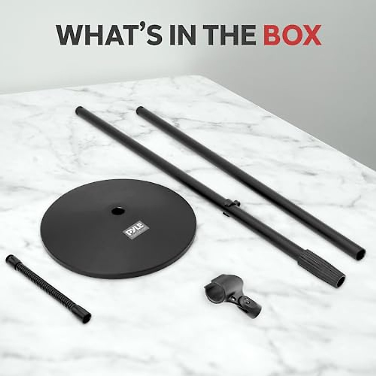 Pyle Universal Microphone Stand - M-6 Mic Holder USA Standard Adapter and Height Adjustable from 31.5” to 60” Inch High w/ Pivotable Gooseneck Mount - Heavy Duty Clutch Tension Knob PMKS32