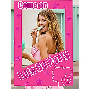 JeVenis Lets Go Party Photo Booth Props Hot Pink Girl Birthday Party Supplies Come On Lets Go Party Decoration Lets go Party Supplies Bachelorette Bridal (Pink)