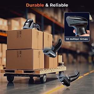 MUNBYN Barcode Scanner Bluetooth, 2.4G Wireless Scanner 1D/2D/QR Cordless Reader with 1400mAh Charger Stand, USB CCD Scanner for Windows, Mac, Android with 1.2 Meter USB Wired Cable