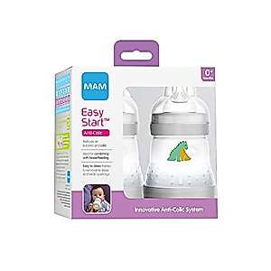MAM Easy Start Anti-Colic Newborn Essentials, Slow Flow Bottles with Silicone Nipple, Unisex, Designs May Vary, 5 Oz, 2 Count (Pack of 1)