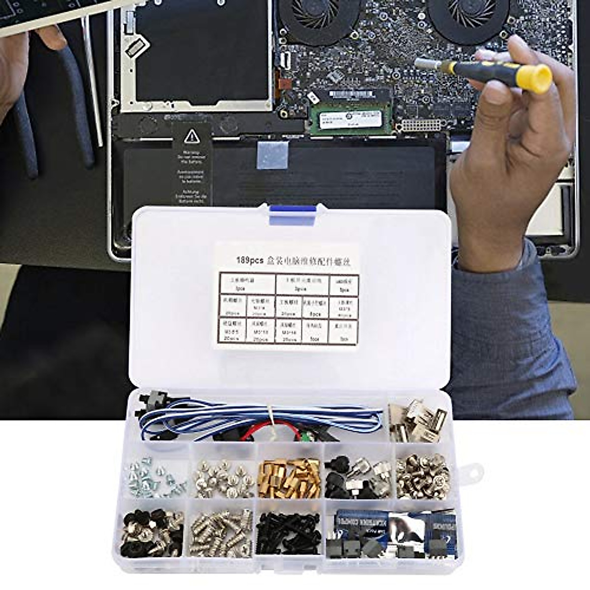 Taidda Motherboard Screws Computer Screws Kit, Hard Disk Screws 189Pcs Motherboard Hard Disk Screws PC Assortment Kit Computer Repairing Accessories