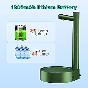 Green Portable Desktop Water Pump for 5 Gallon Bottle - Bedside Dispenser for Home, Office, Outdoor