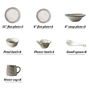 Stylish Dinner Plates,Ceramics Dinner Sets, Retro Steak Plates and Cereals Bowls Sets | 36 Pieces Gradient Thread Porcelain Dinnerware Combination Set for Wedding Gifts and Restaurant