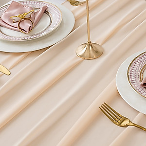 flohar 6Pack 9ft Chiffon Table Runner 14x108 Inch Sheer Romantic Table Runner for Wedding Birthday Party Bridal Shower Outdoor Decoration-Peach