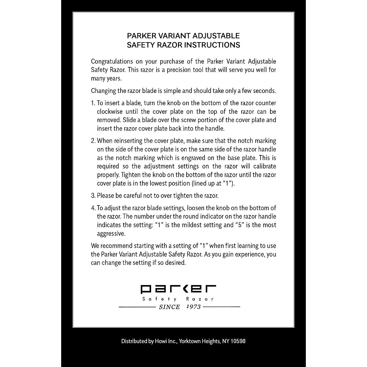The Parker Variant ADJUSTABLE Double Edge Safety Razor, Customize your Shave with a Turn of the Dial from Mild to Aggressive - 5 Blades Included (SATIN CHROME)