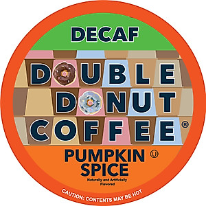 Double Donut Medium Roast Decaf Coffee Pods, Pumpkin Spice Flavored, for Keurig K-Cup Machines, 24 Single-Serve Capsules per Box