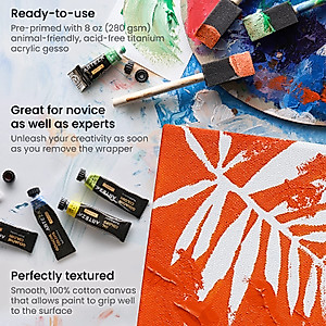 ARTEZA Stretched Canvas, 24 x 36 Inches, Pack of 2, Blank White Large Canvas for Acrylic, Oil and Gouache Painting