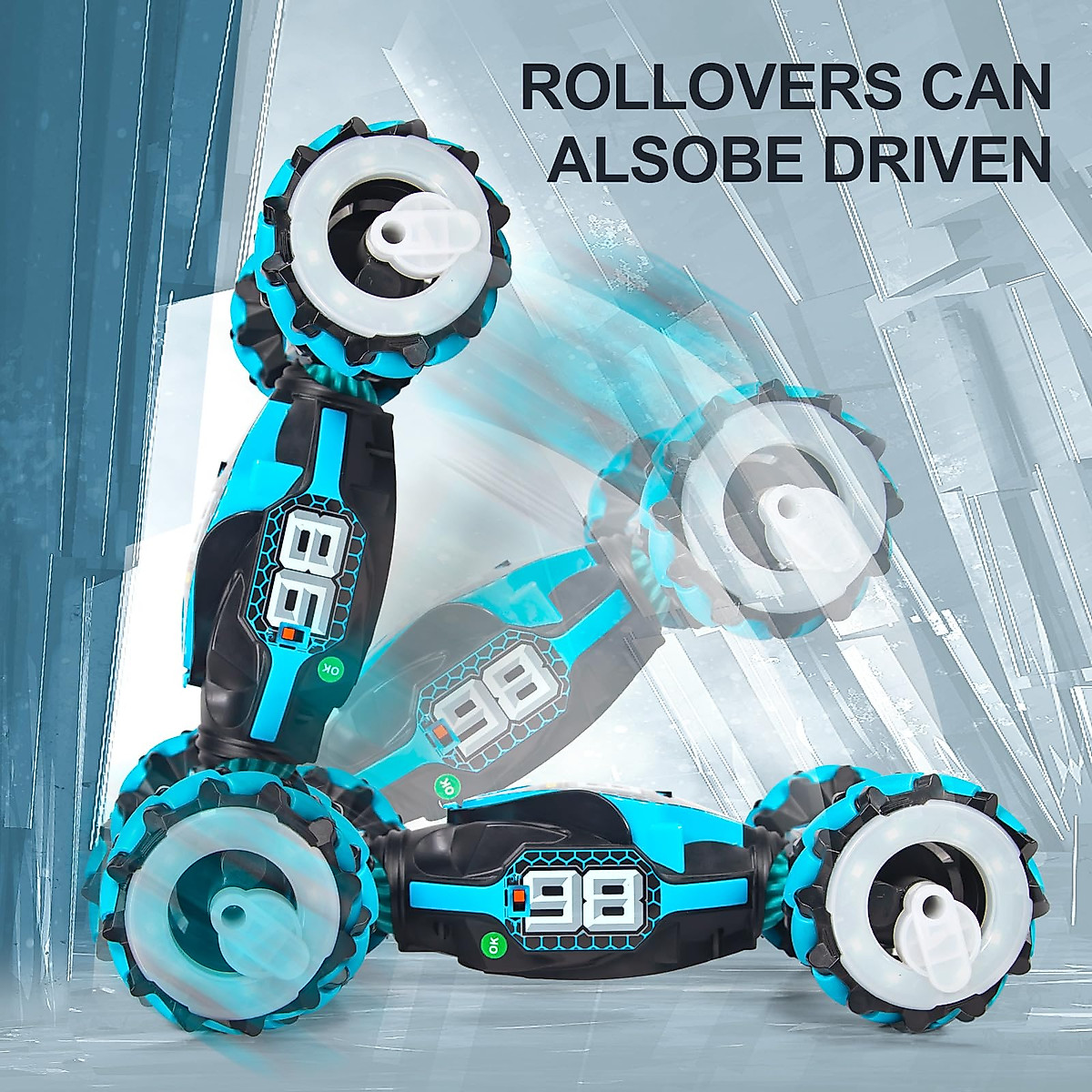 Boxgear 1:12 Gesture Sensing RC Stunt Car Off-Road, Four-Wheel Drive, Sports Mode, 40 Min Standby Suitable for Any Terrain, 2.4G Gesture Controlled Double-Sided Remote-Control Car Toy for Kids, Blue