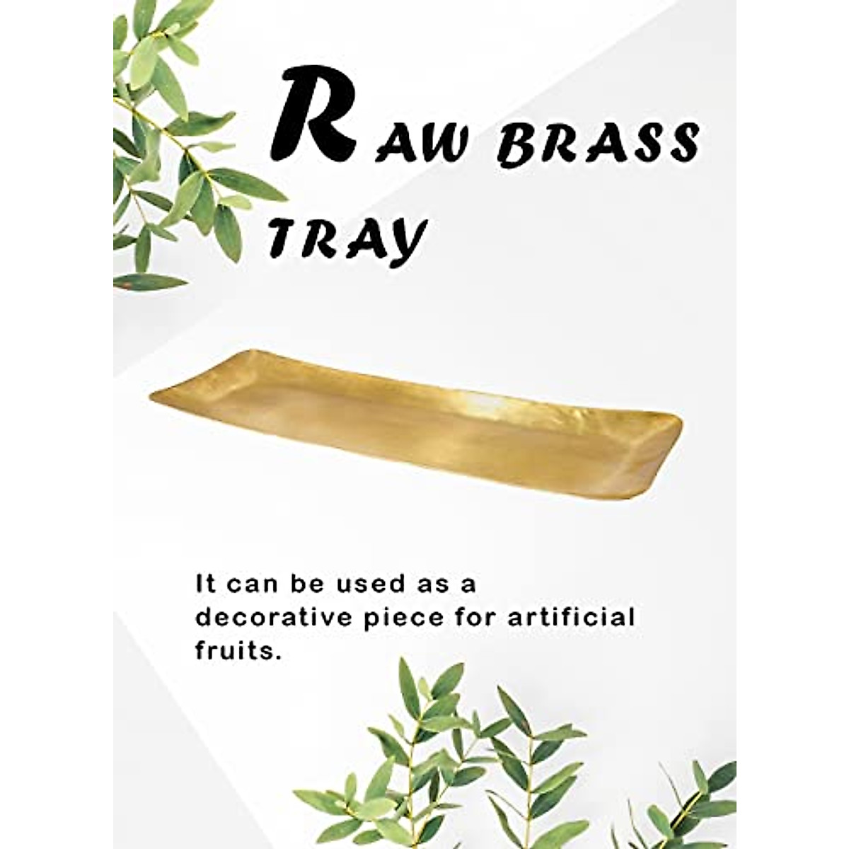 Serene Spaces Living Gold Rectangle Brass Tray, Decorative Vanity Tray, Cosmetic & Jewelry Organizer, Serving Platter, Fruit Holder, Candle Holder for Coffee Table, 16.5" Long X 6" Wide X 1" High