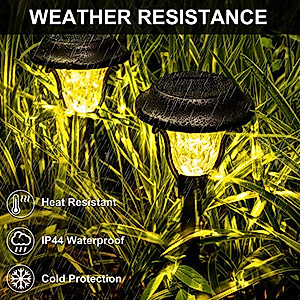 GIGALUMI Solar Garden Lights, 6 Pack Solar Yard Lights, Bright Solar Lights Outdoor Waterproof, Led Solar Pathway Lights Auto On/Off, Landscape Path Lights Solar Powered for Yard, Walkway, Lawn