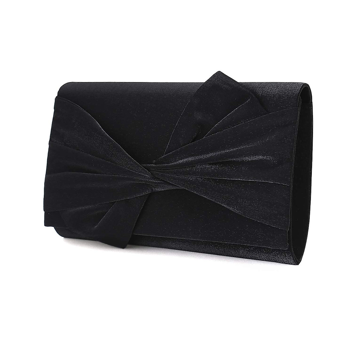 IXEBELLA Satin Evening Bag Bow Clutch Purse for Women Formal Party/Prom/Wedding (Black)