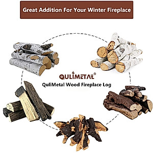 QuliMetal Gas Fireplace Logs Set, Ceramic White Birch Wood Logs for Indoor Inserts,Outdoor Firebowl,Fire Pits, Vented, Propane, Gel, Ethanol, Electric, Realistic Fireplace Decoration, 6 Pcs
