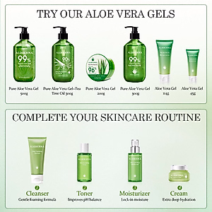 Aloderma Organic Aloe Vera Gel for Face & Body, 96% Pure Aloe Gel Made within 12 Hours of Harvest, Ideal for Skin, Scalp, & Hair Hydration, Calming Moisturizer for Soothing After Sun Care Relief, 7oz