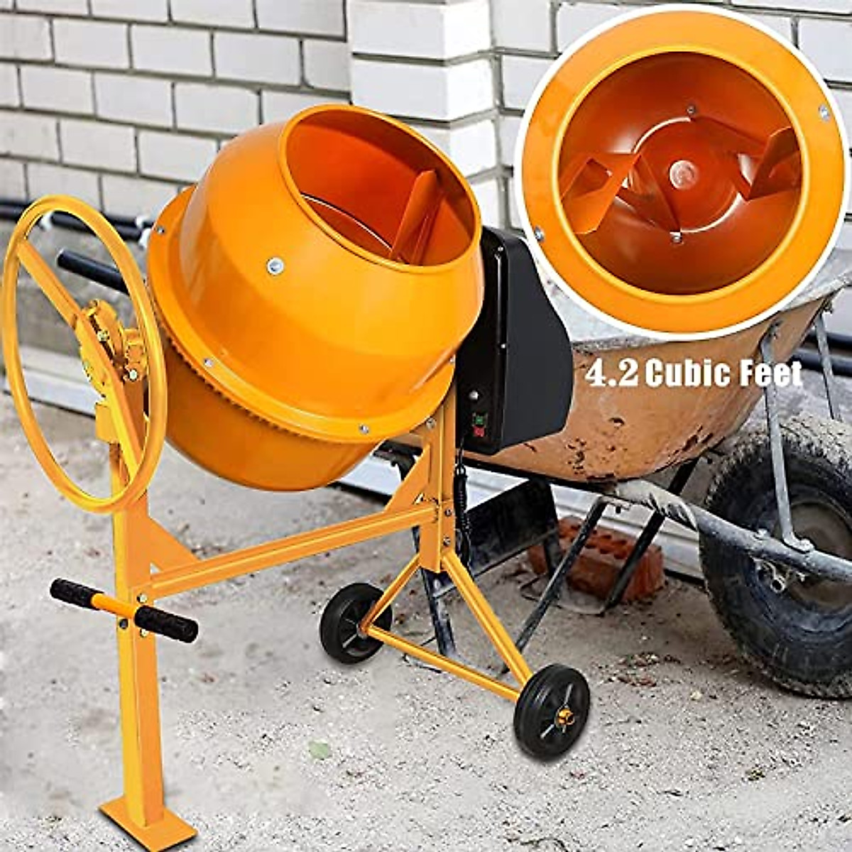 GIVIMO 4.2 CU FT Electric Cement Mixer Electric Concrete Mixer 1/2 HP 120 L Construction Mortar Stone Cement Mixing Machine 30RPM