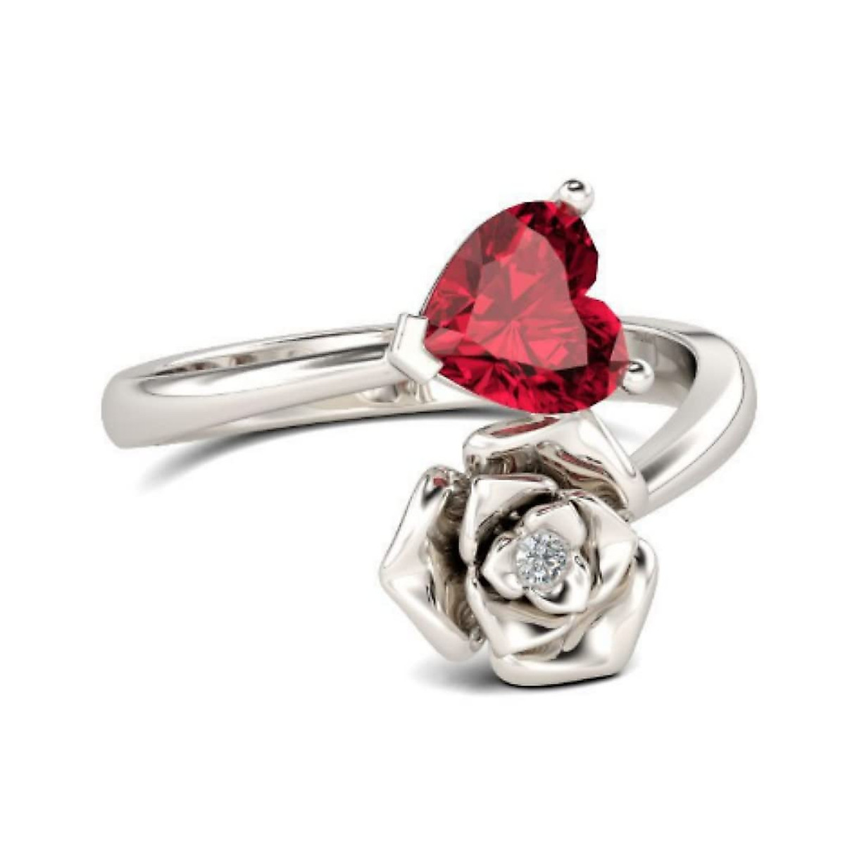HUKQBUNX 925 Sterling Silver Personalized Rose Love red Agate Women's Fashion Diamond Setting Zircon Cubic Zircon Fashion Wedding Engagement Diamond Ring Size 6-10 (Size 10)