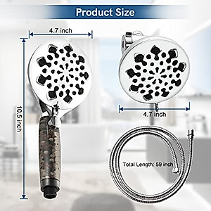 Fulgutonit Modern 9-Setting Shower Head with Handheld Combo, Polished Finish, Removes Chlorine and Harmful Substances