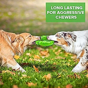 Feeko Dog Toys for Aggressive Chewers Large Breed, Non-Toxic Natural Rubber Long-Lasting Indestructible Dog Toys, Durable Puppy Chew Toy for Medium Large Dogs - Fun to Chew, Chase and Fetch (Green)