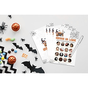 Tuyashua Halloween Horror or Labor Game, Halloween Game for Baby Shower, Baby Shower Decorations, Fall Gender Reveal Party Supplies, 30 Game Cards and 1 Answer Key - WY03