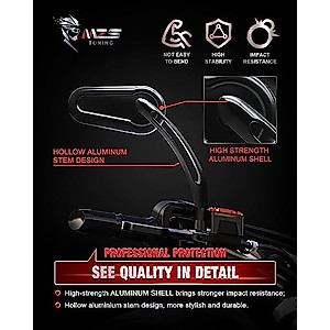 MZS Motorcycle Mirrors, Universal 8MM 10MM Bolts Handlebar Rear View Side mirror Black Compatible with Touring Cruiser Spostster Bobber Chopper Cafe Racer Tracker Street Naked Road Bike