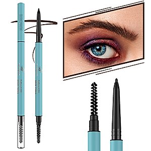 TurritopsisD Ultra-thin Brow Pencil 【2-Pack Light Brown】 Eyebrow Pencil Waterproof Smudge-proof Precise Fine-tip Ultra-slim Built-in Soft Spoolie Brush