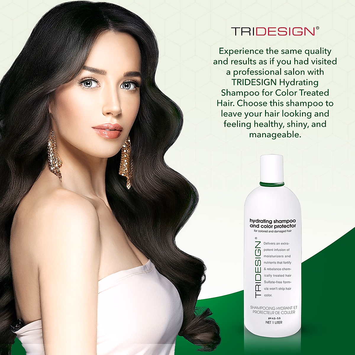 TRI Design Hydrating Shampoo for Color Treated Hair, Sulfate and Paraben Free Color Care Treatment, Concentrated Hair Color Shampoo, Gently Cleanses -33.8 Fluid Ounce