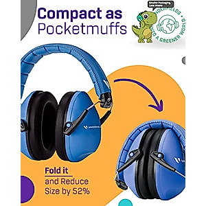 Vanderfields Noise Cancelling Headphones for Kids, Toddlers & Children Age 3-16 Years - 21dB NNR - Blue - Ear Protection for Kids, Autism - Sound Blocking Kids Hearing Protection Earmuffs