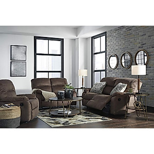 Signature Design by Ashley Bolzano Faux Leather Manual Reclining Loveseat, Brown