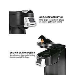 CHULUX Upgrade Single Serve Coffee Maker, 12oz Fast Brewing Machine Brewer Compatible With Pods & Reusable Filter, Auto Shut-Off, One Button Operation, for Hotel, Office, or Travel