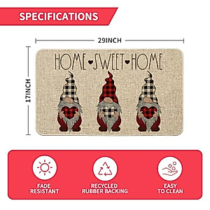 Artoid Mode Home Sweet Home Gnomes Decorative Doormat, Seasonal Holiday Valentine's Day Anniversary Wedding Low-Profile Yard Floor Switch Mat for Indoor Outdoor 17 x 29 Inch