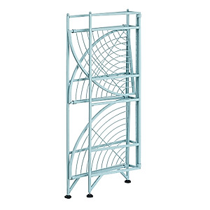Convenience Concepts Xtra Storage 3 Tier Folding Metal Corner Shelf, Sea Foam