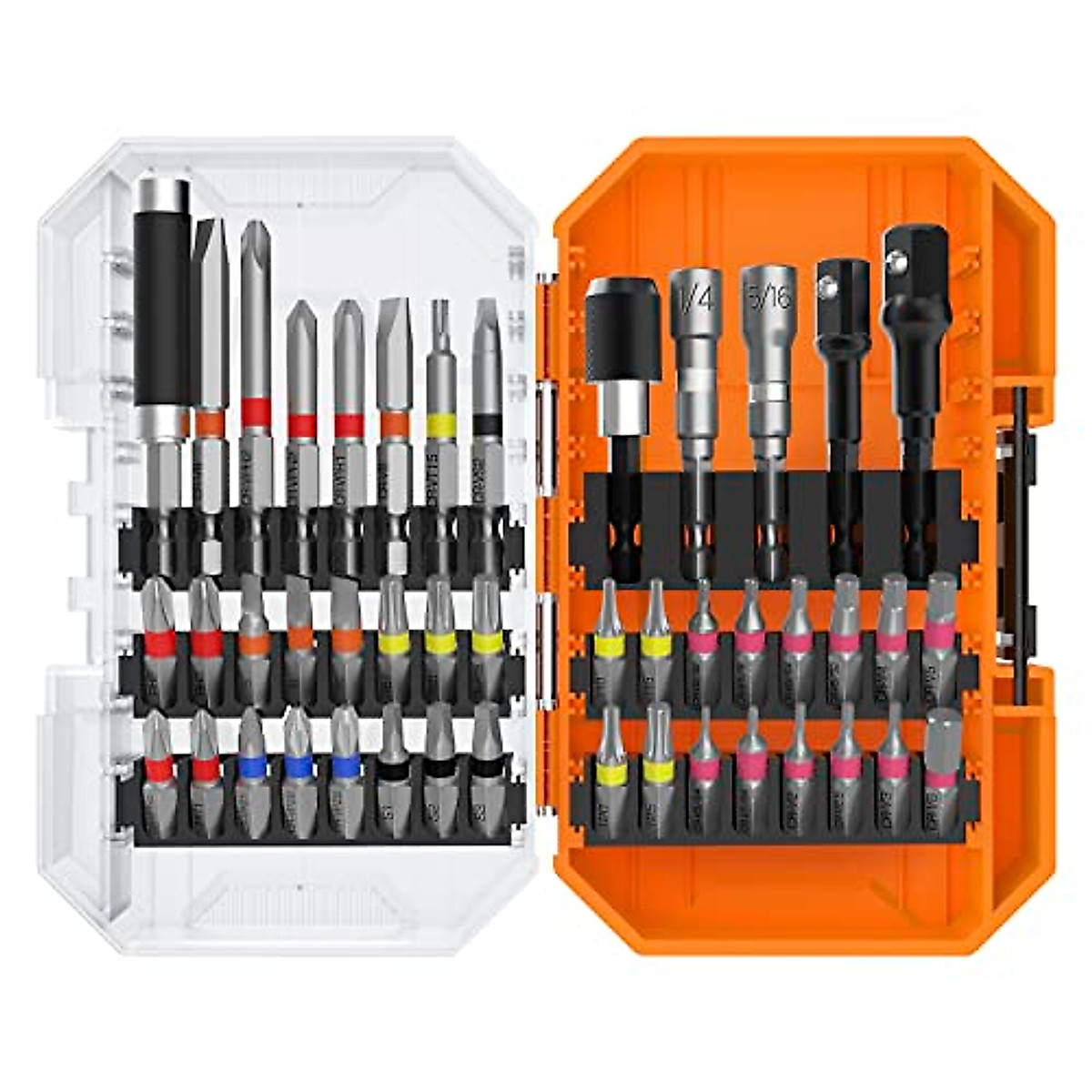 ENERTWIST Screwdriver Bit Set, 45Pcs 1/4" Impact Driver Bit Set with Impact Grade Socket Adapter for Automotive Mechanic Vehicle Repairs, DIY, Household Maintenance and Most General Repairs