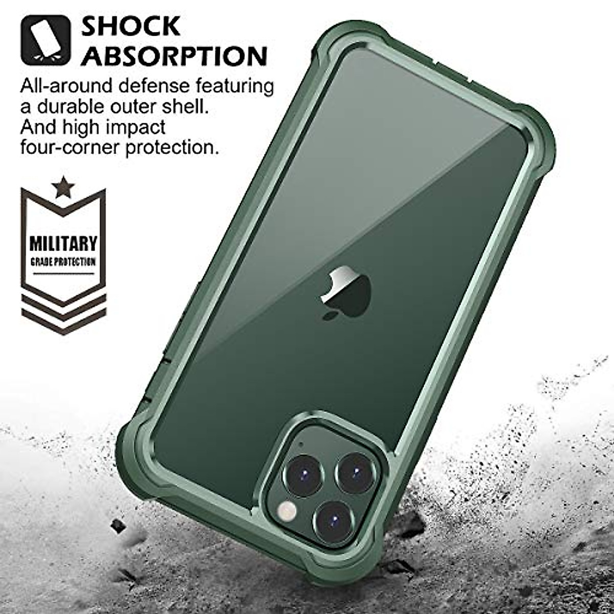 Dexnor iPhone 11 Pro Case with Screen Protector Clear Rugged Full Body Protective Shockproof Hard Back Defender Dual Layer Heavy Duty Bumper Cover Case for iPhone 11 Pro 5.8" - Green